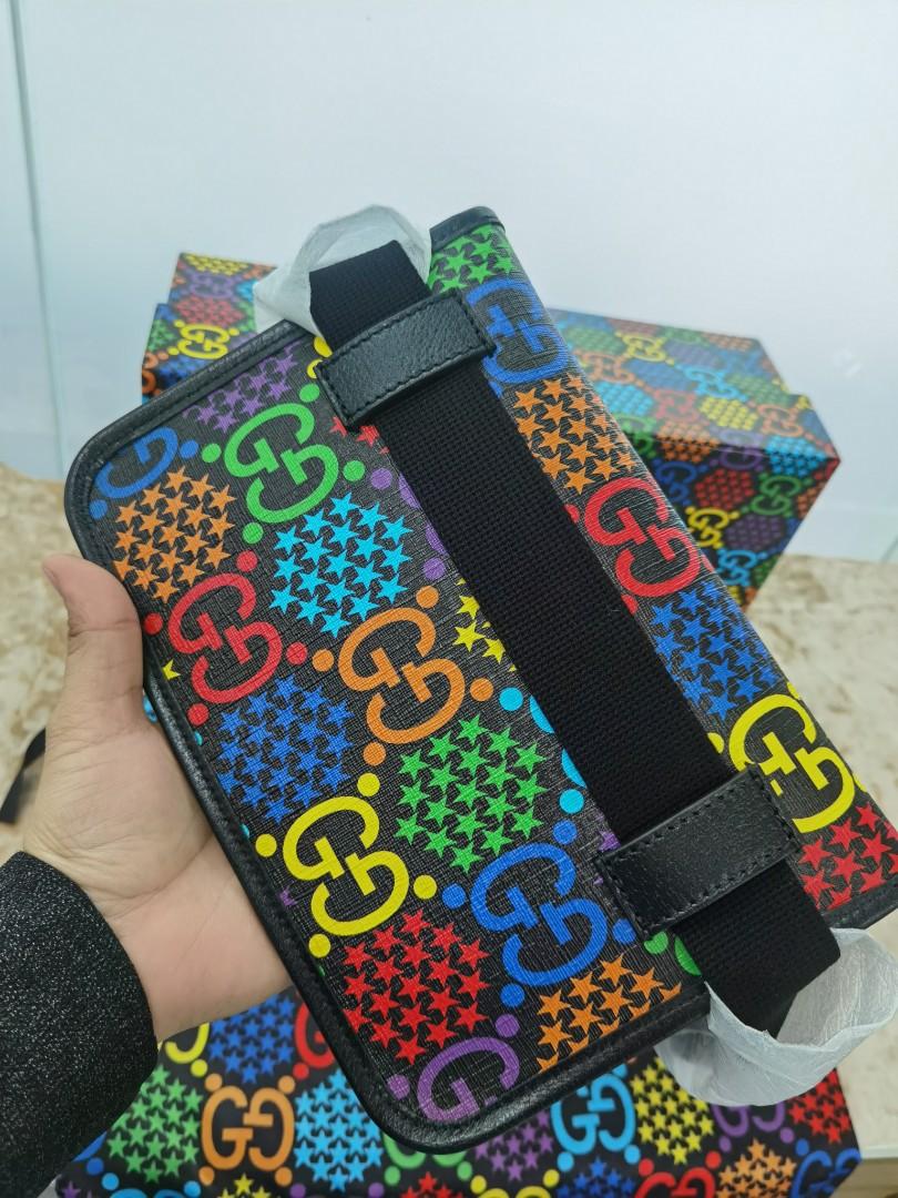 GUCCI GG Supreme Psychedelic Multicolor/Black Belt Bag, Women's Fashion ...