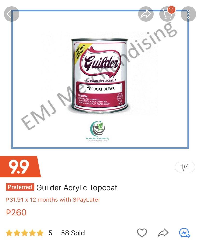 Guilder Acrylic Topcoat, Furniture & Home Living, Home Improvement ...
