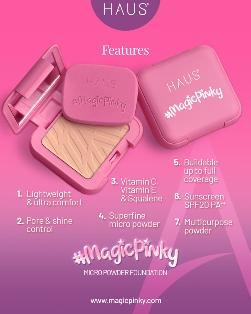 Haus Magic Pinky Powder Foundation, Beauty & Personal Care, Face ...