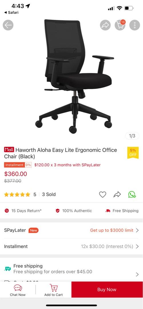 Haworth Aloha Easy Lite Ergonomic Chair, Furniture & Home Living ...