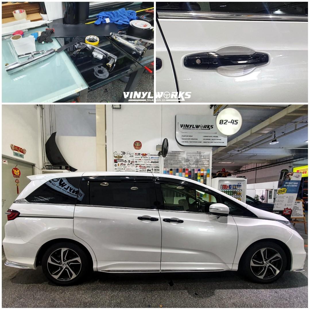 Honda Oddessy Door Handles Dechrome Wrap Gloss Black Vinyl Sticker, Car ...