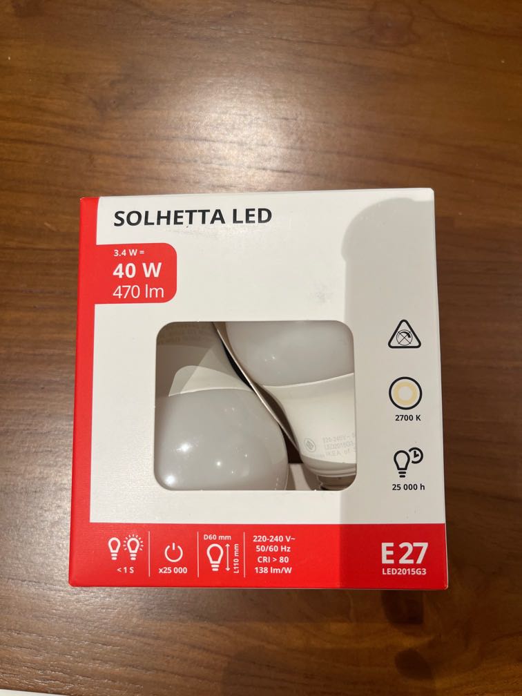 IKEA SOLHETTA LED bulb E27, Furniture & Home Living, Lighting & Fans ...