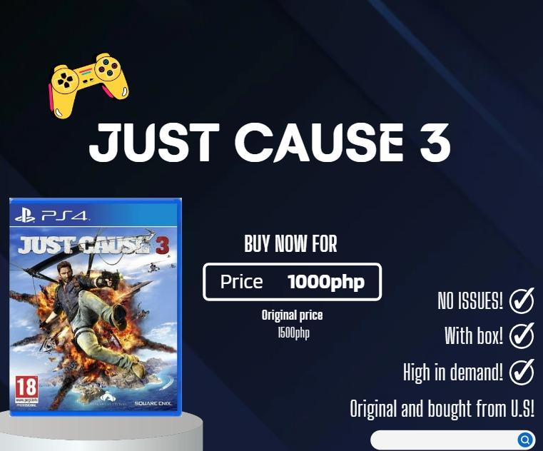 JUST CAUSE 3 PS4 FROM U.S EDITION, Video Gaming, Video Games ...