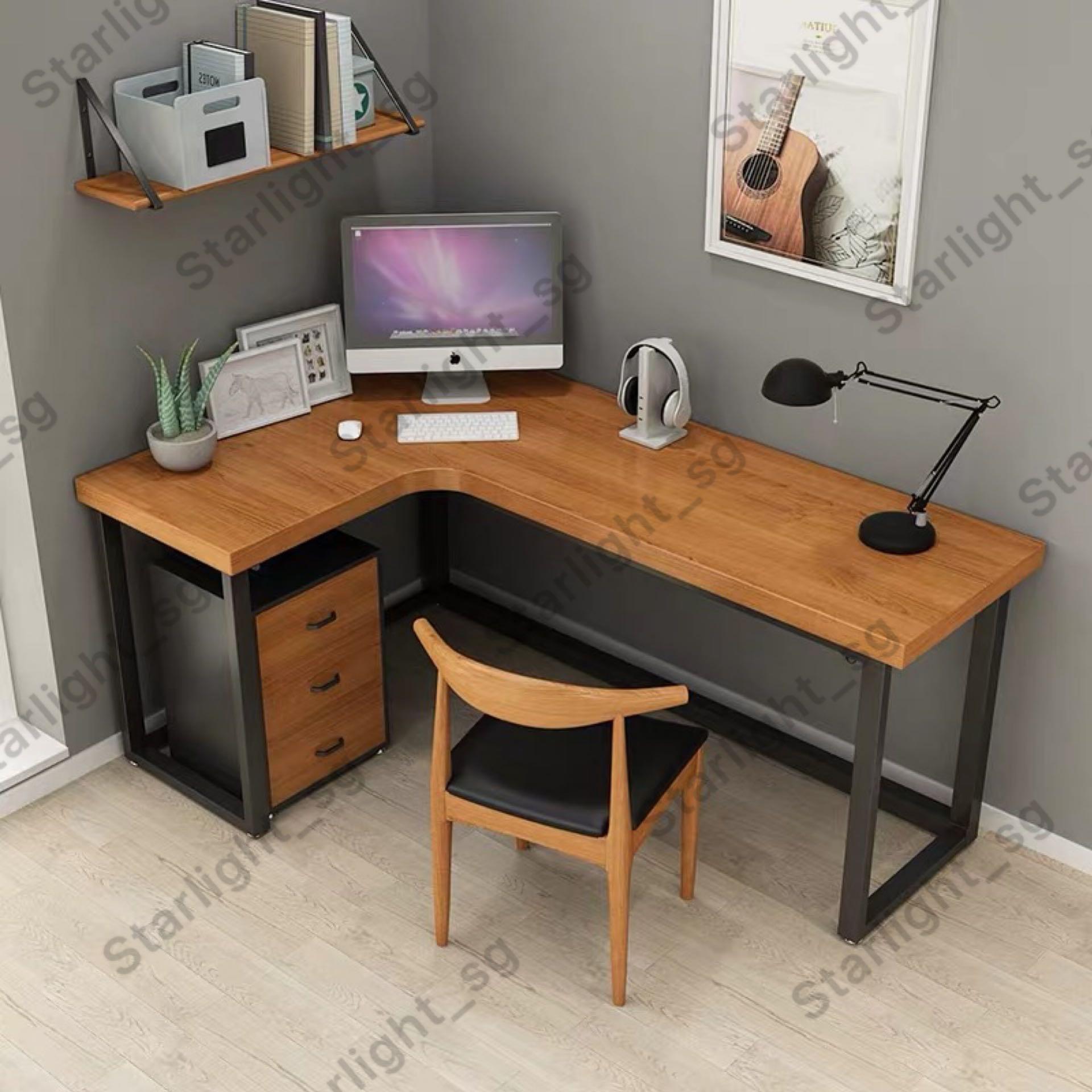 L shape Table Solid Wood Study Table Office Computer Table Free Home ...