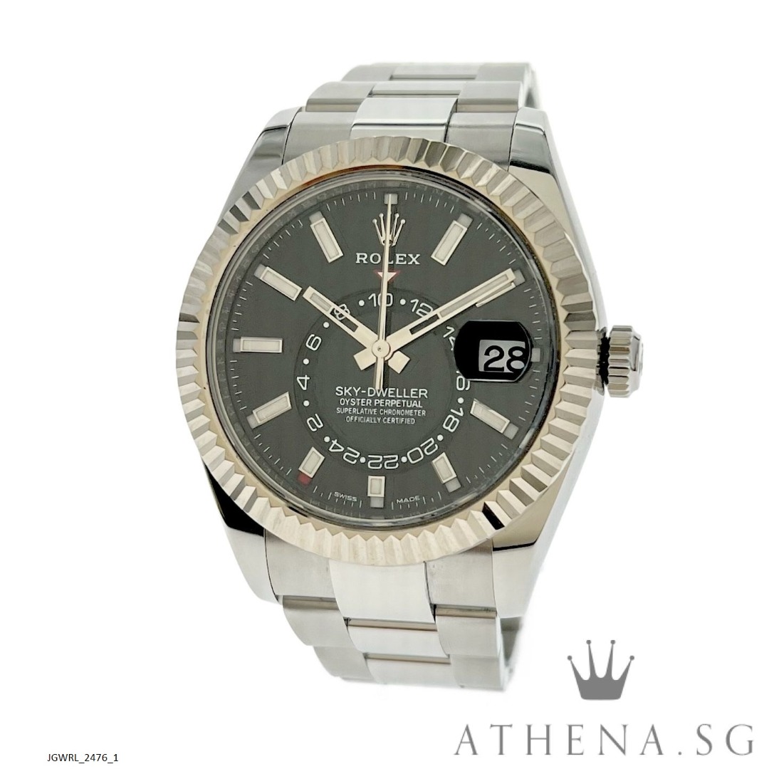 LIKE NEW!! ROLEX WHITE ROLESOR OYSTER PERPETUAL ANNUAL CALENDAR GMT SKY ...