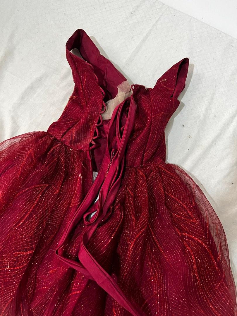 Maroon cocktail dress/prom dress, Women's Fashion, Dresses & Sets ...