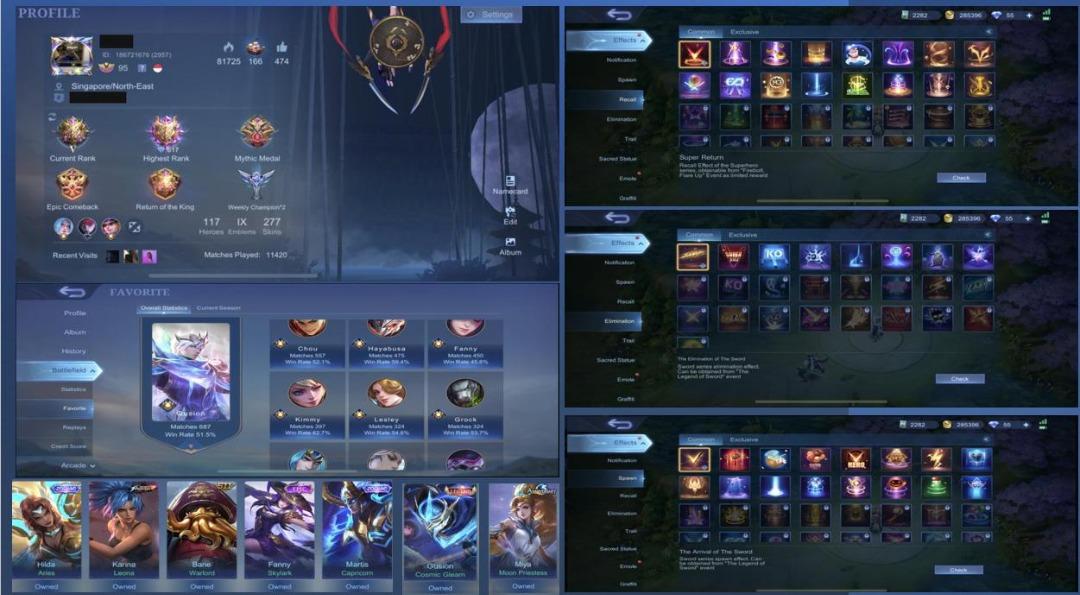 Mobile Legends Mythic Account 277 SKINS, Video Gaming, Gaming ...