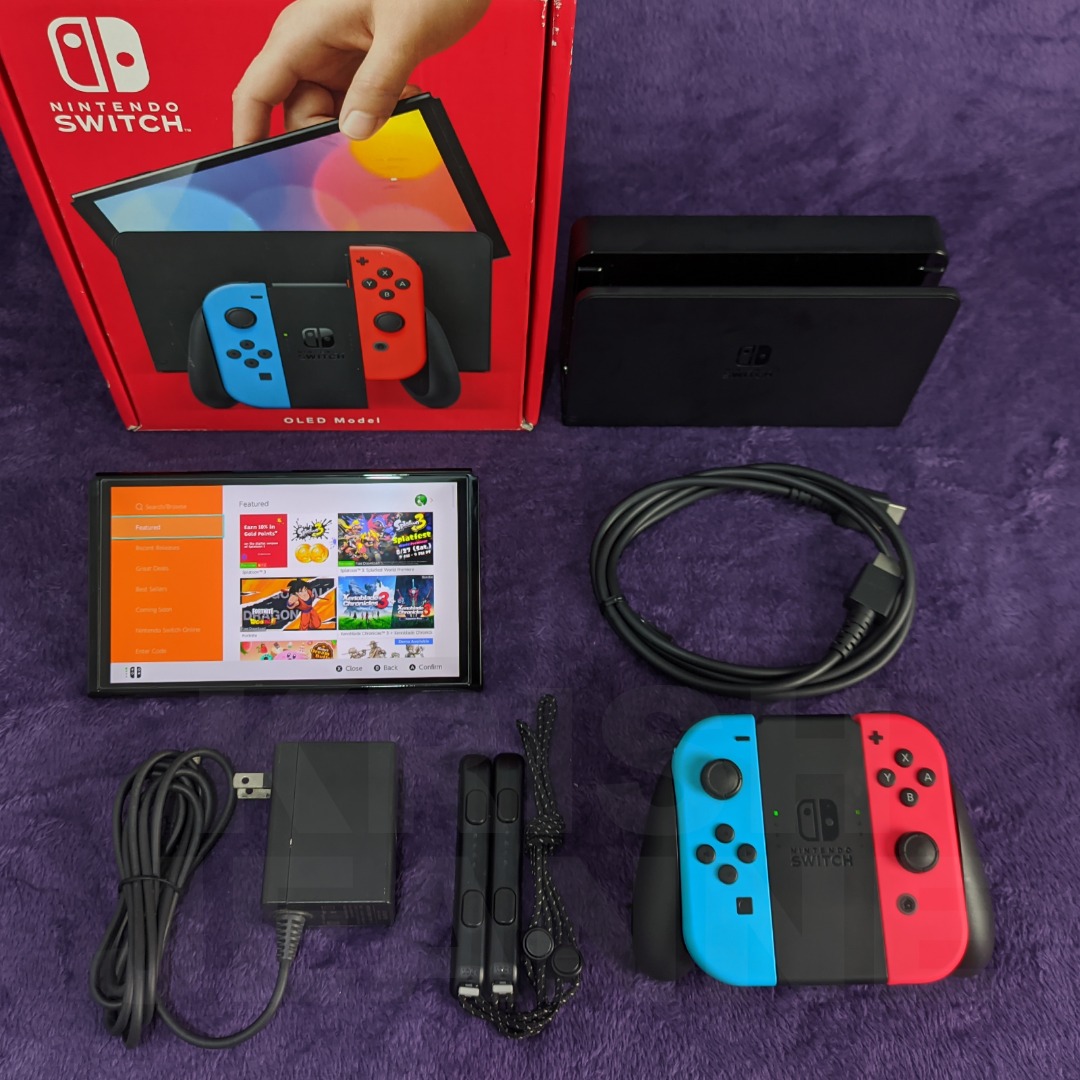 Nintendo Switch OLED Red Blue, Video Gaming, Video Game Consoles ...