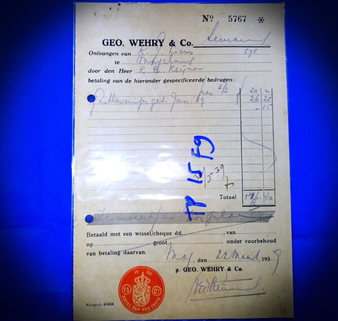 Nota berbahasa Belanda Segel 1938, Antik, Filateli di Carousell