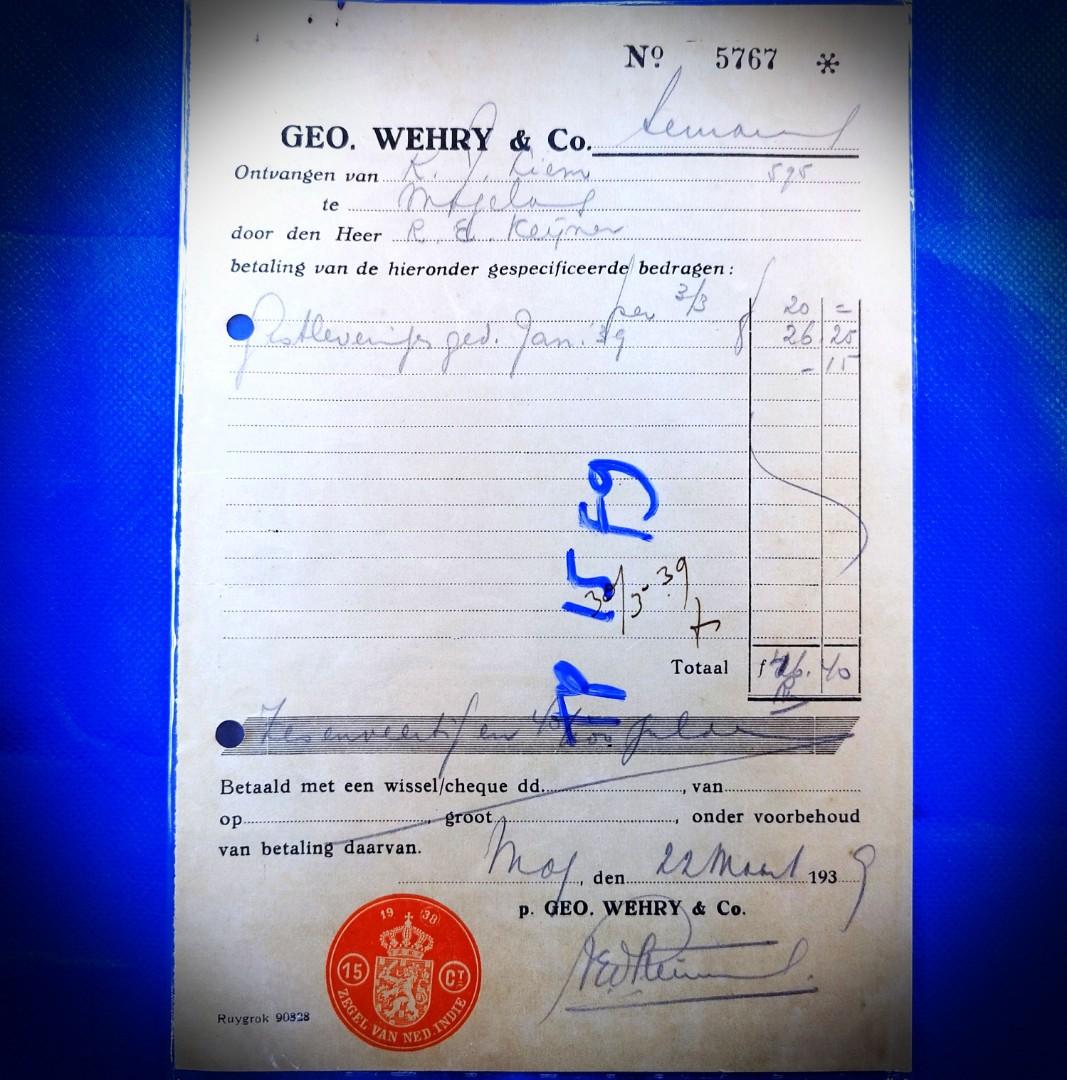 Nota berbahasa Belanda Segel 1938, Antik, Filateli di Carousell