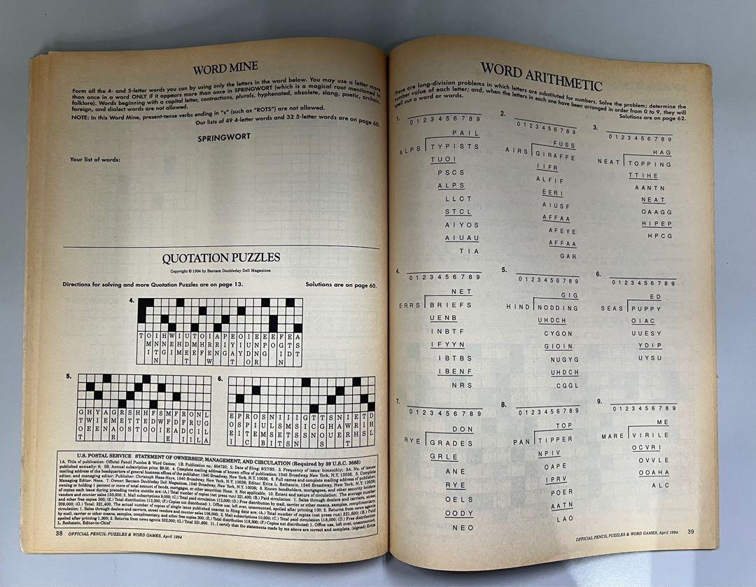 Official Pencil Puzzles and Word Games, Hobbies & Toys, Books ...