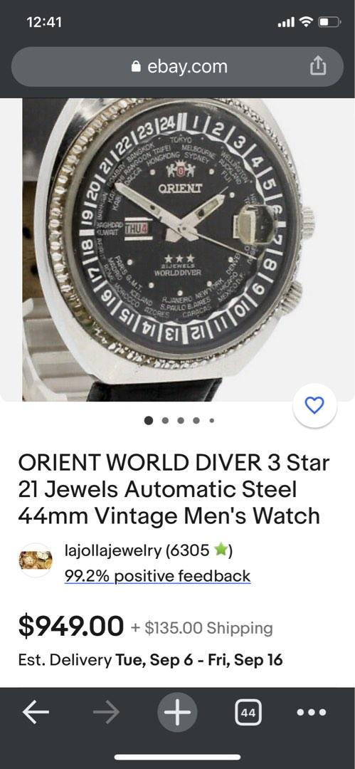 ORIENT WORLD DIVER 3 Star 21 Jewels Automatic Steel 44mm, Men's Fashion ...