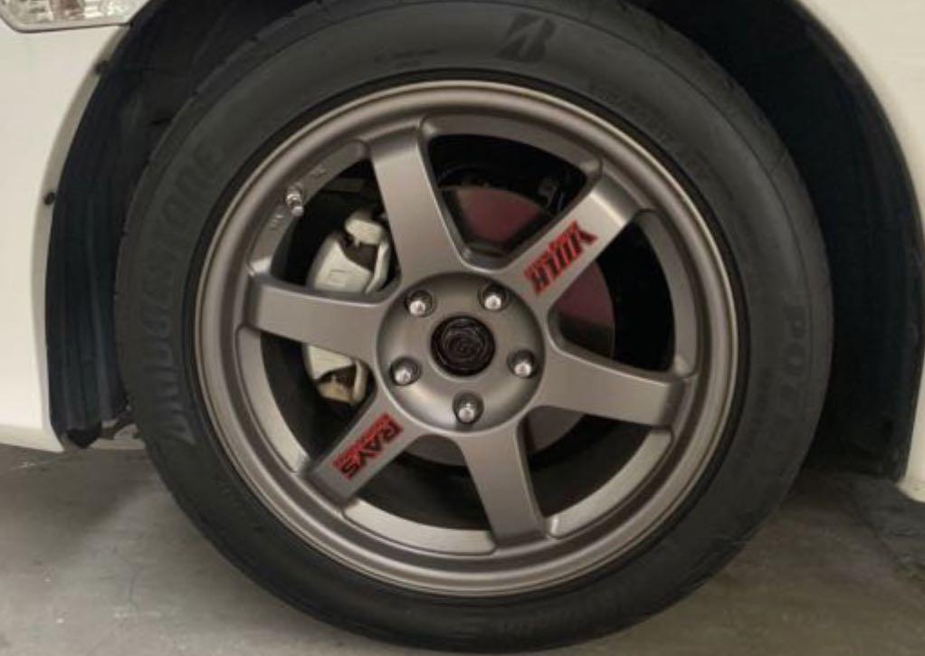 Original Rays TE37 17 inch 17” with Bridgestone RE004 and Tyre pressure ...