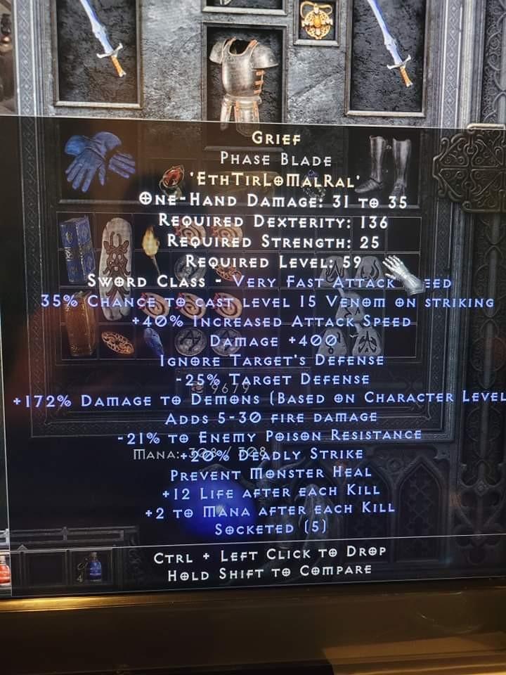 Perfect grief phase blade diablo 2 resurrected d2r, Video Gaming ...