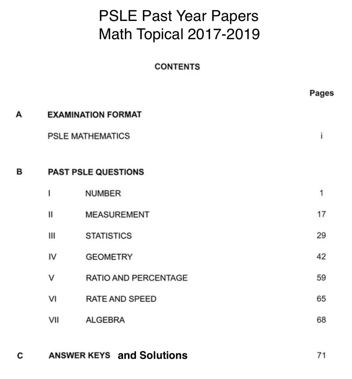 PSLE Math Topical 2017 2018 2019 2020 2021 2022 - Total 6 Years ...