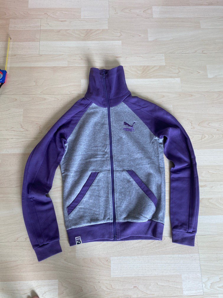 Authentic Puma winter Jacket purple grey, Women's Fashion, Coats ...