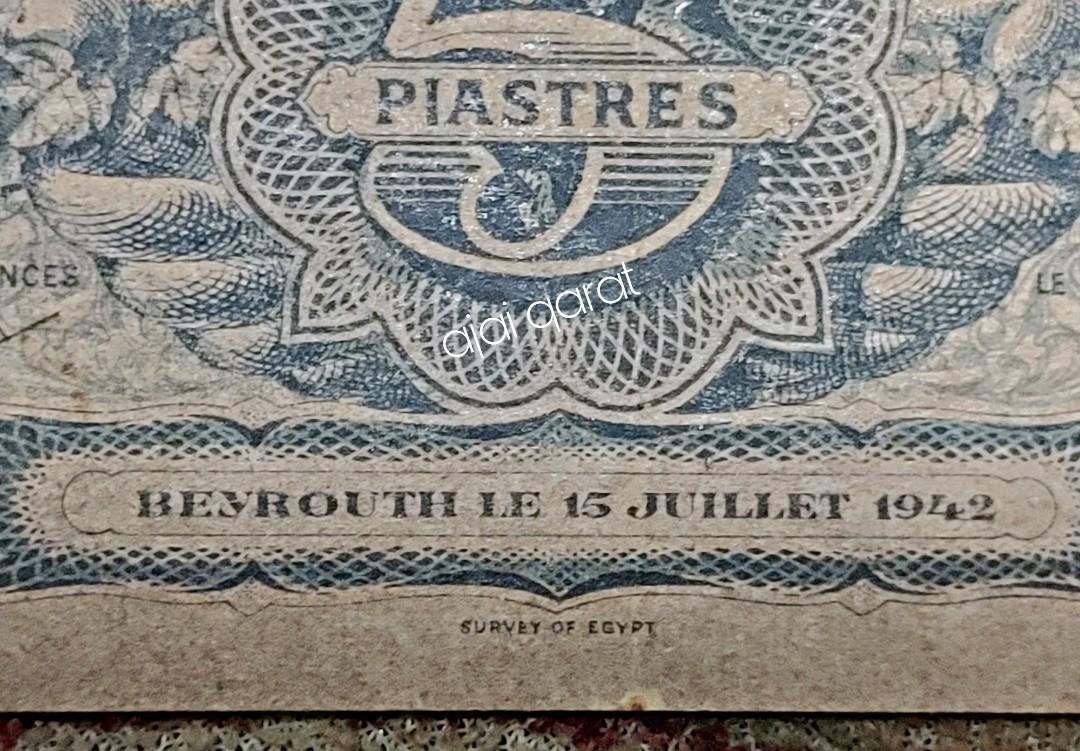 RARE LEBANON 5 PIASTRES 1942, Hobbies & Toys, Collectibles ...
