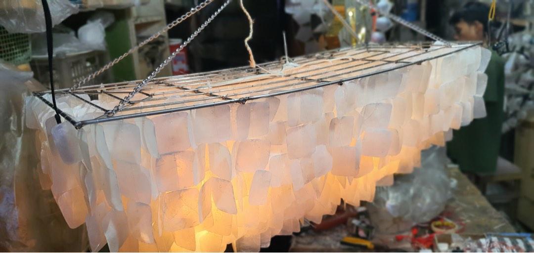 Rectangular Capiz chandelier, Furniture & Home Living, Lighting & Fans ...