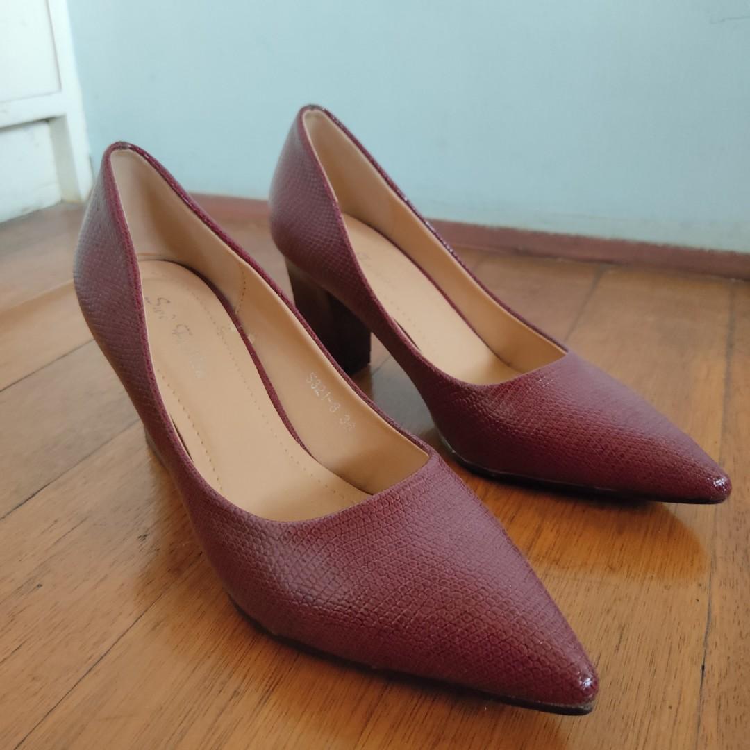 Red Snake-Effect Leather Women's Pumps with 3-inch Heels, Women's ...