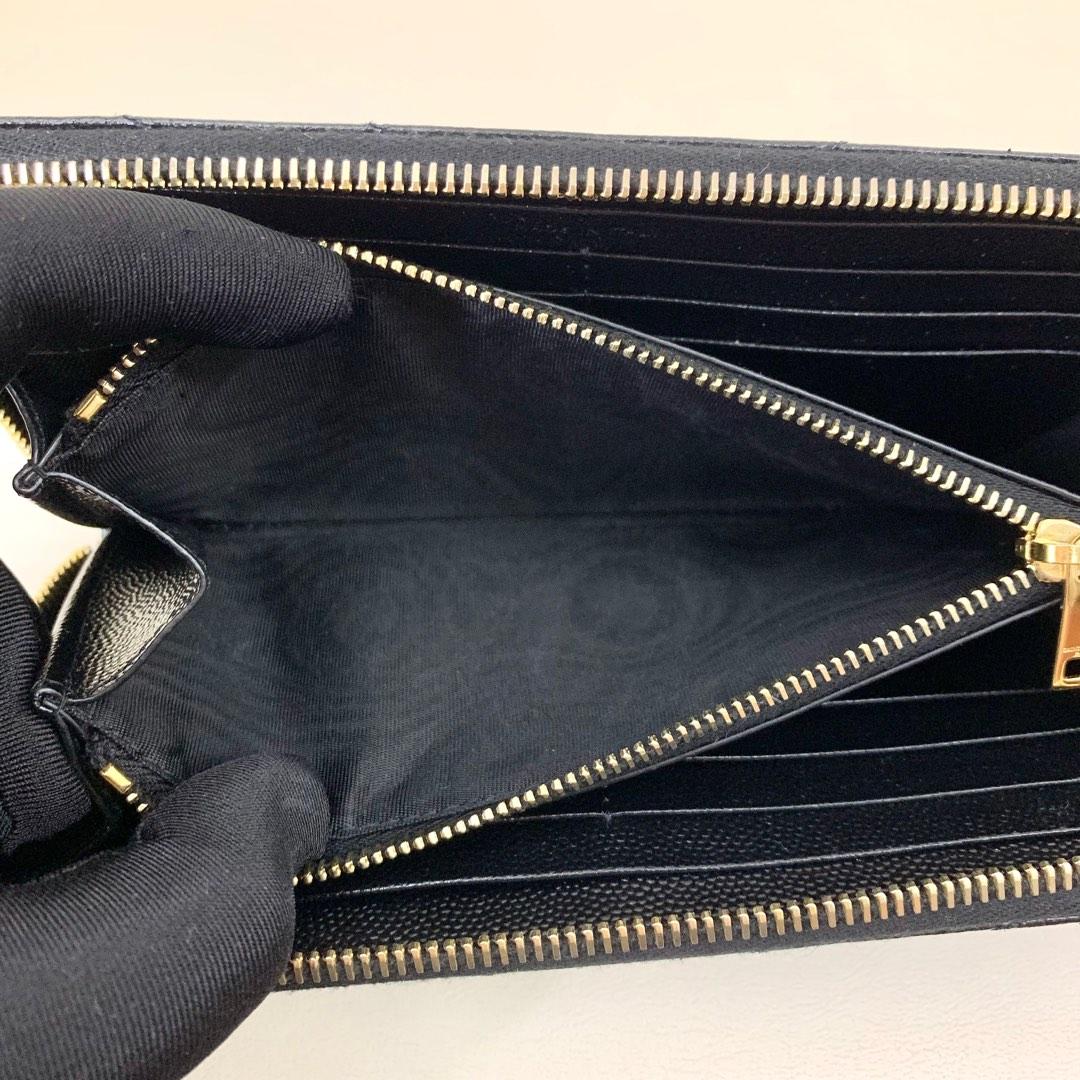 SAINT LAURENT Cassandre Matelasse Zip Around Black Wallet - YSL Long ...