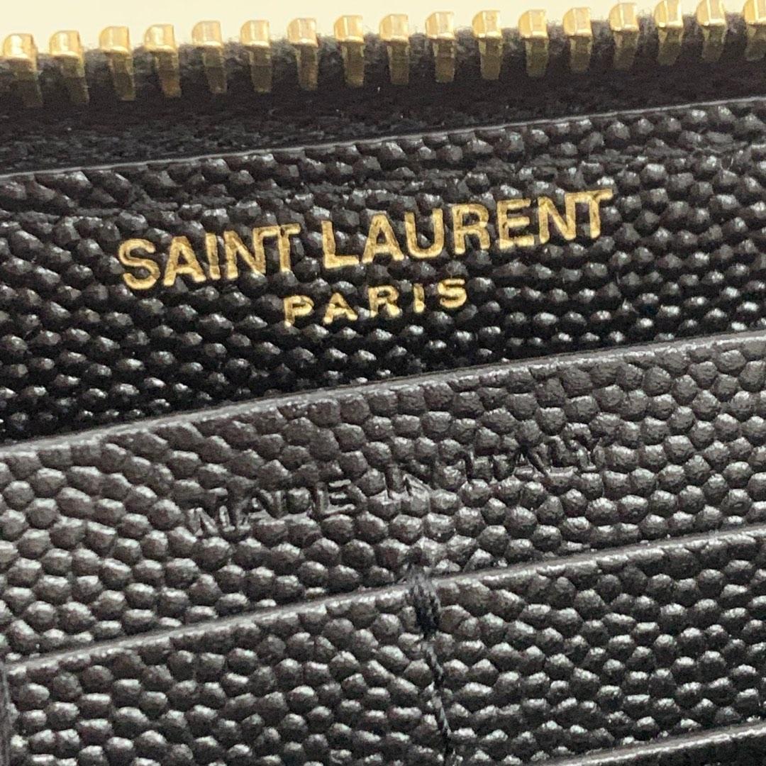 SAINT LAURENT Cassandre Matelasse Zip Around Black Wallet - YSL Long ...