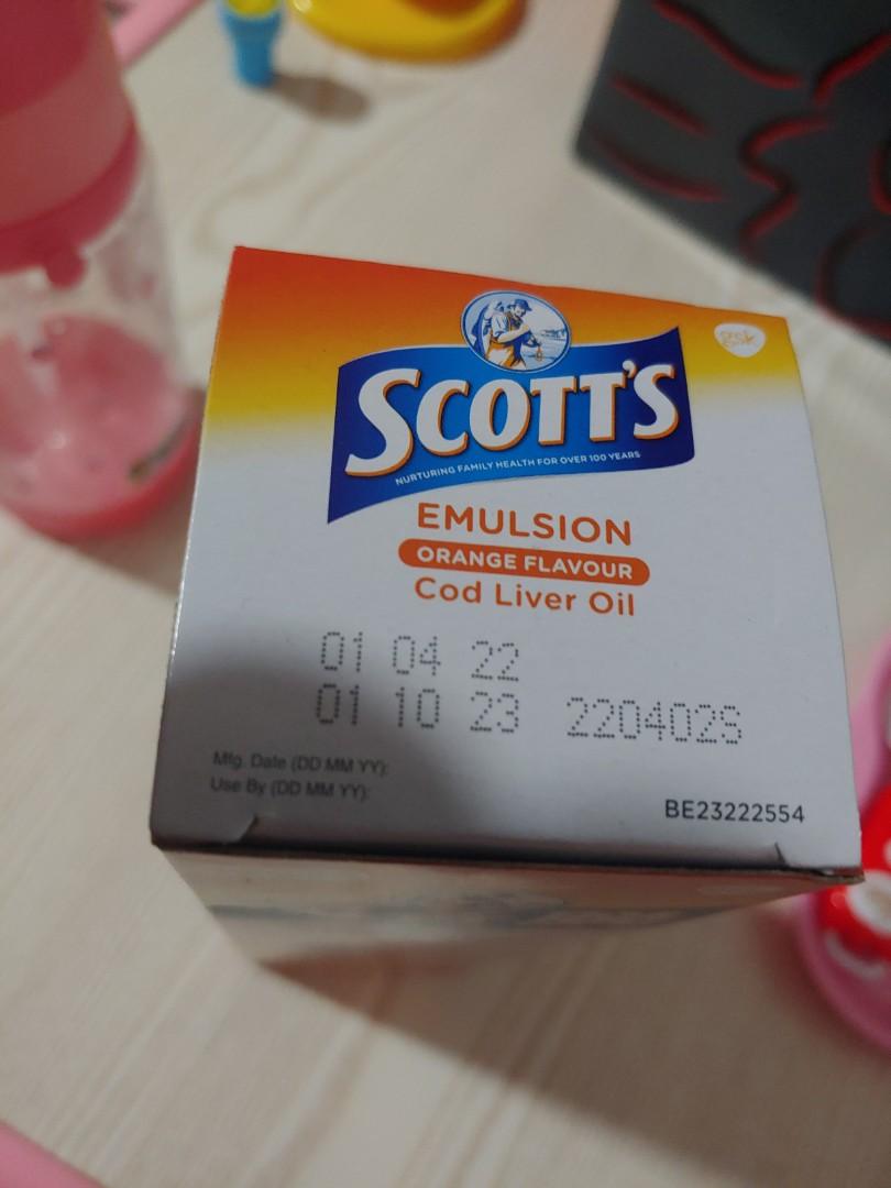 Scotts emulsion orange flavour cod liver oil, Health & Nutrition ...