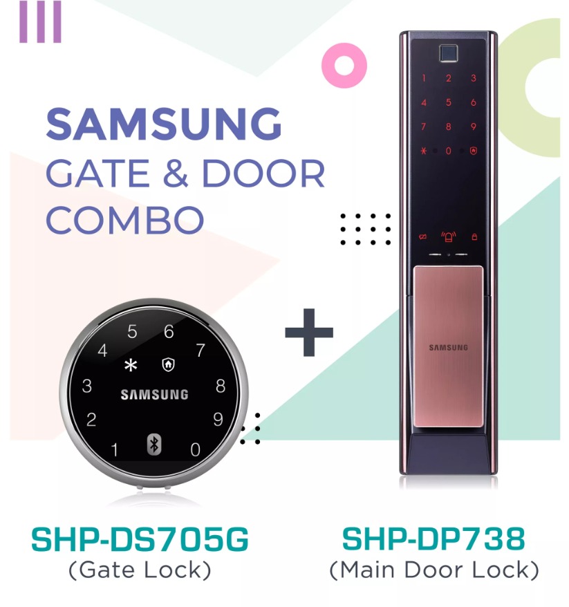 SAMSUNG SHP-DP738 (MAIN DOOR LOCK) + SHP-DS705G (METAL GATE LOCK) COMBO [SG INSTOCK, FREE ...