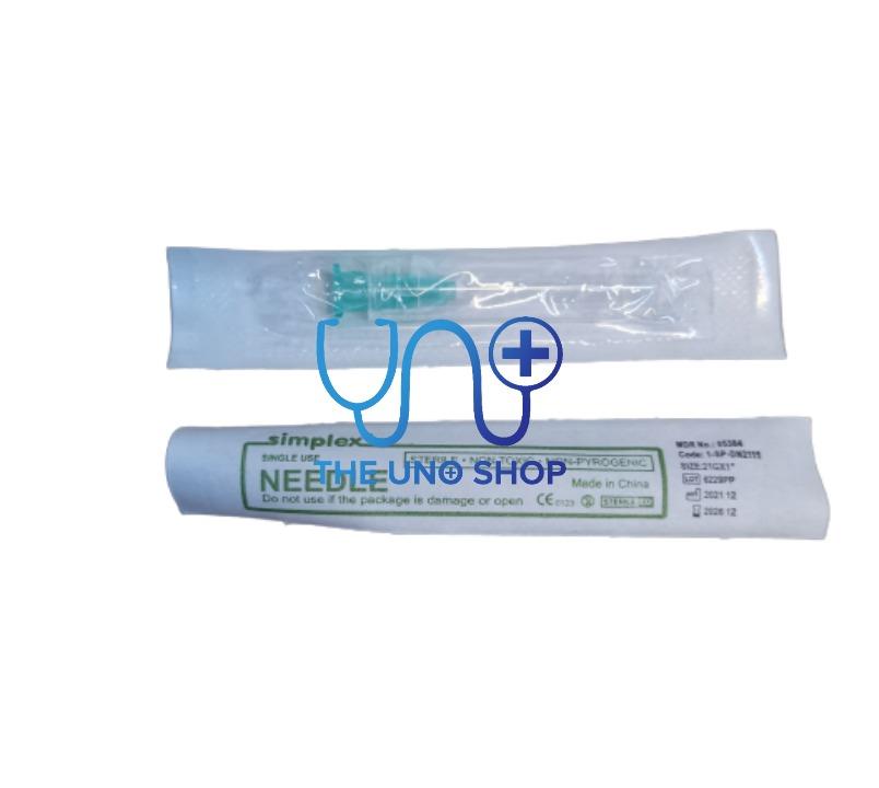 Simplex Needle 21G x 1 (SOLD PER PIECE), Health & Nutrition, Medical ...
