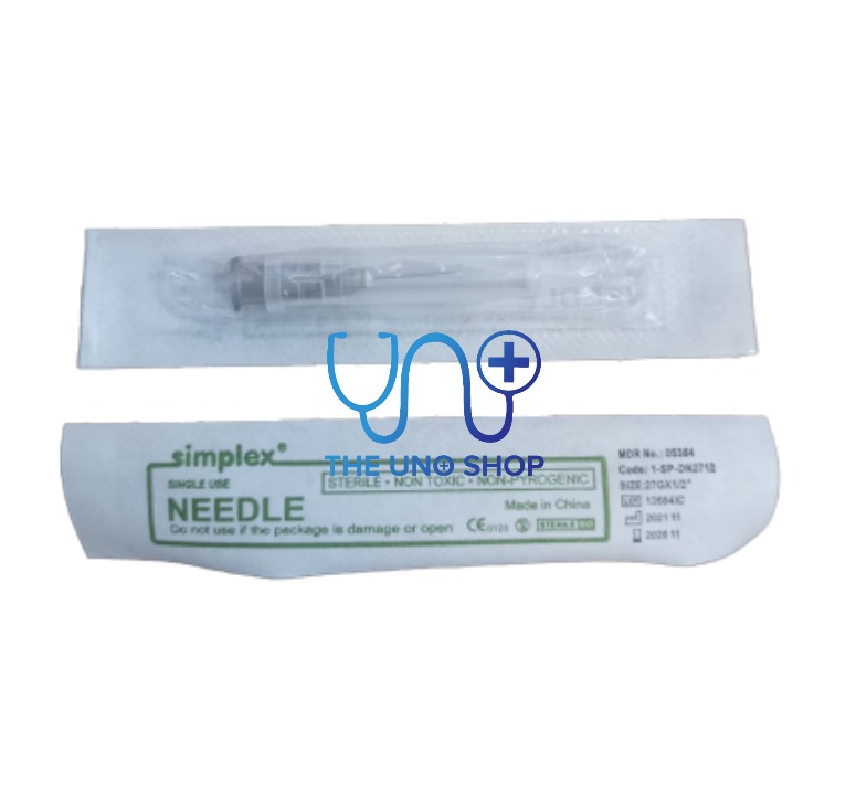 Simplex Needle 27G x 1/2 (SOLD PER PIECE), Health & Nutrition, Medical ...