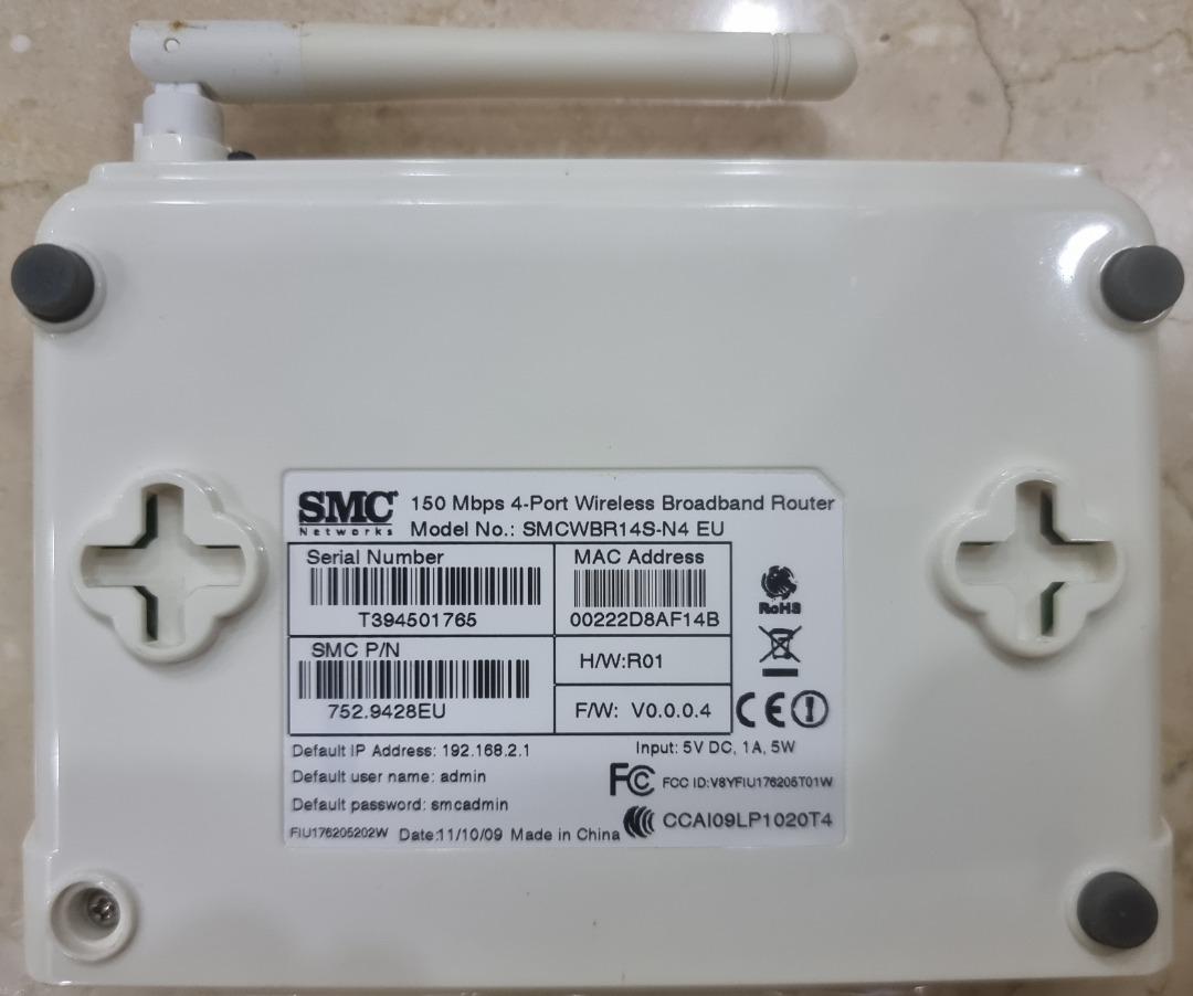 SMC Wireless Router SMCWBR14S-N4, Computers & Tech, Parts & Accessories ...