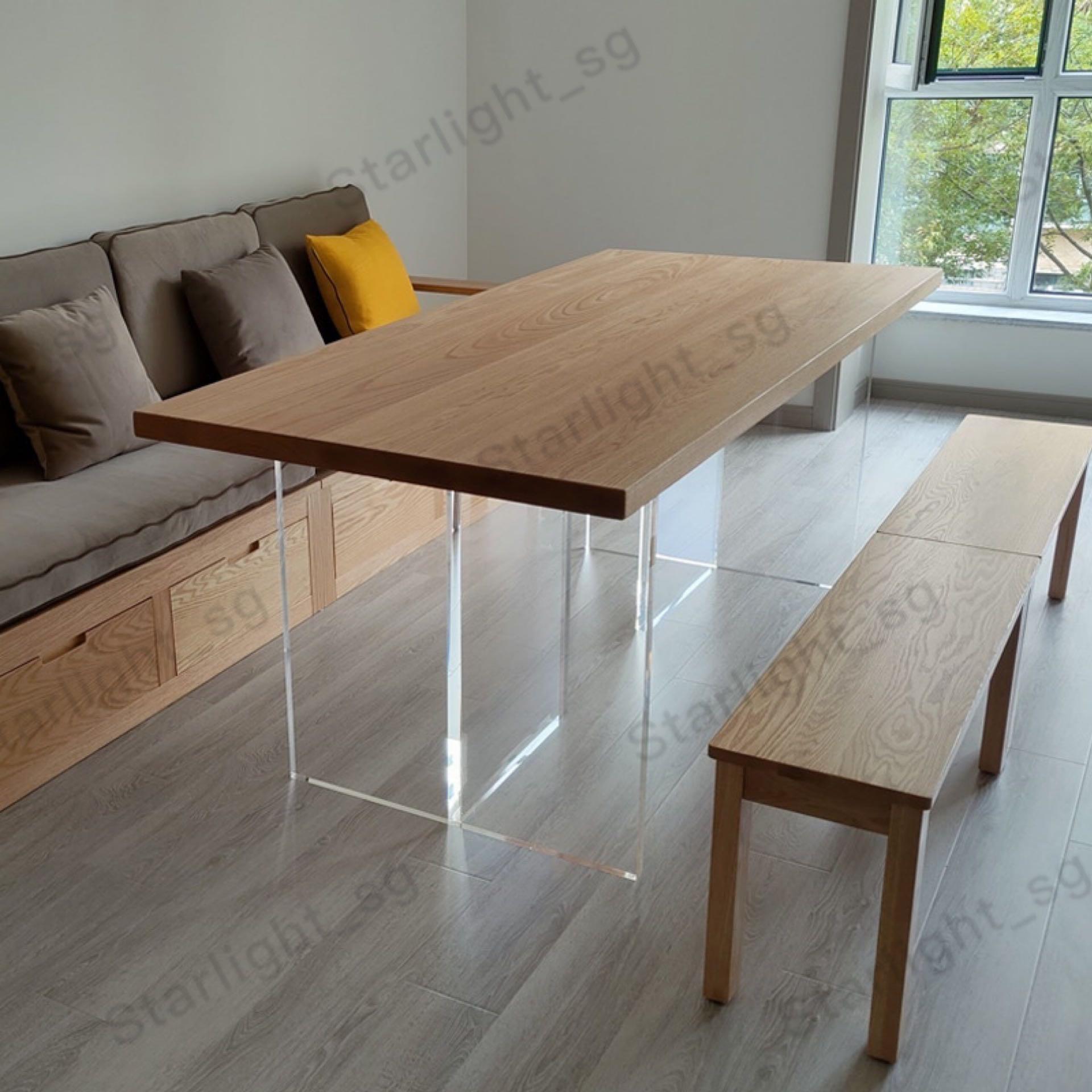 Solid Wood Table Floating Acrylic Dining Transparent Table Study Table ...