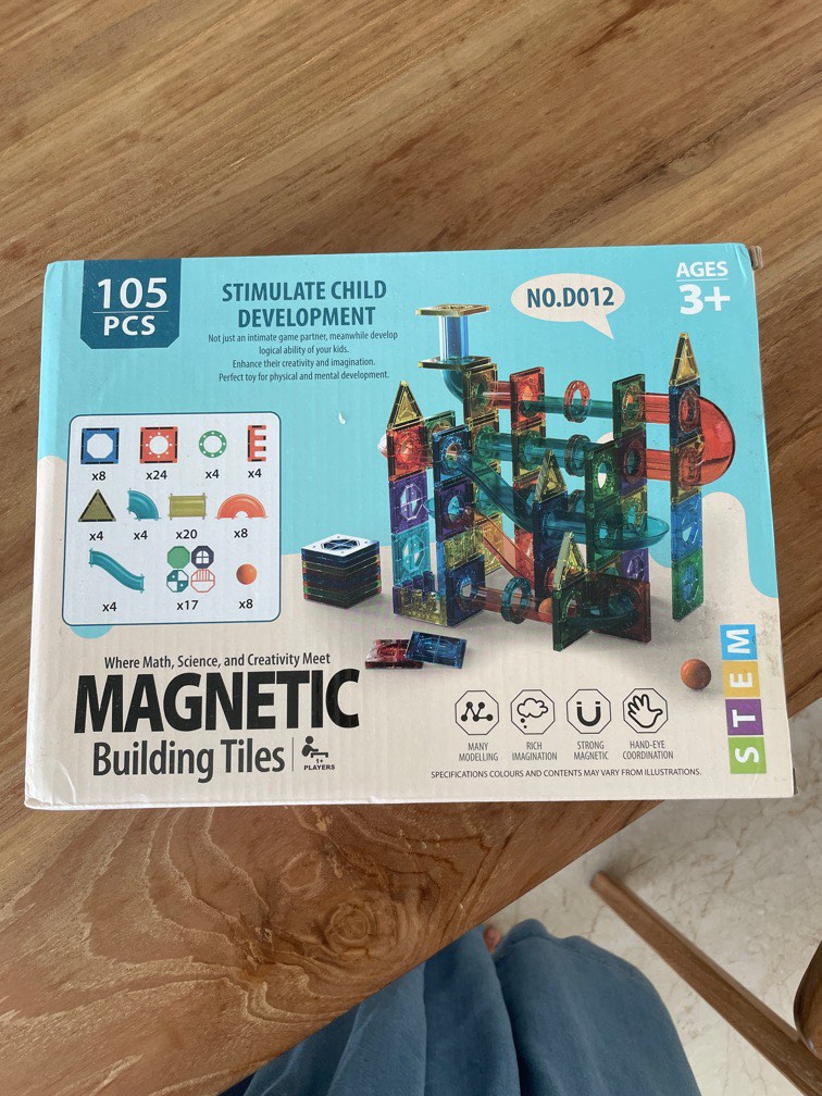 STEM magnetic building tiles 105 pieces, Hobbies & Toys, Toys & Games on Carousell