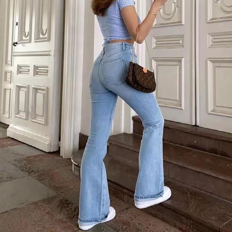 Stretchable Retro Bootleg Jeans, Women's Fashion, Bottoms, Jeans on ...