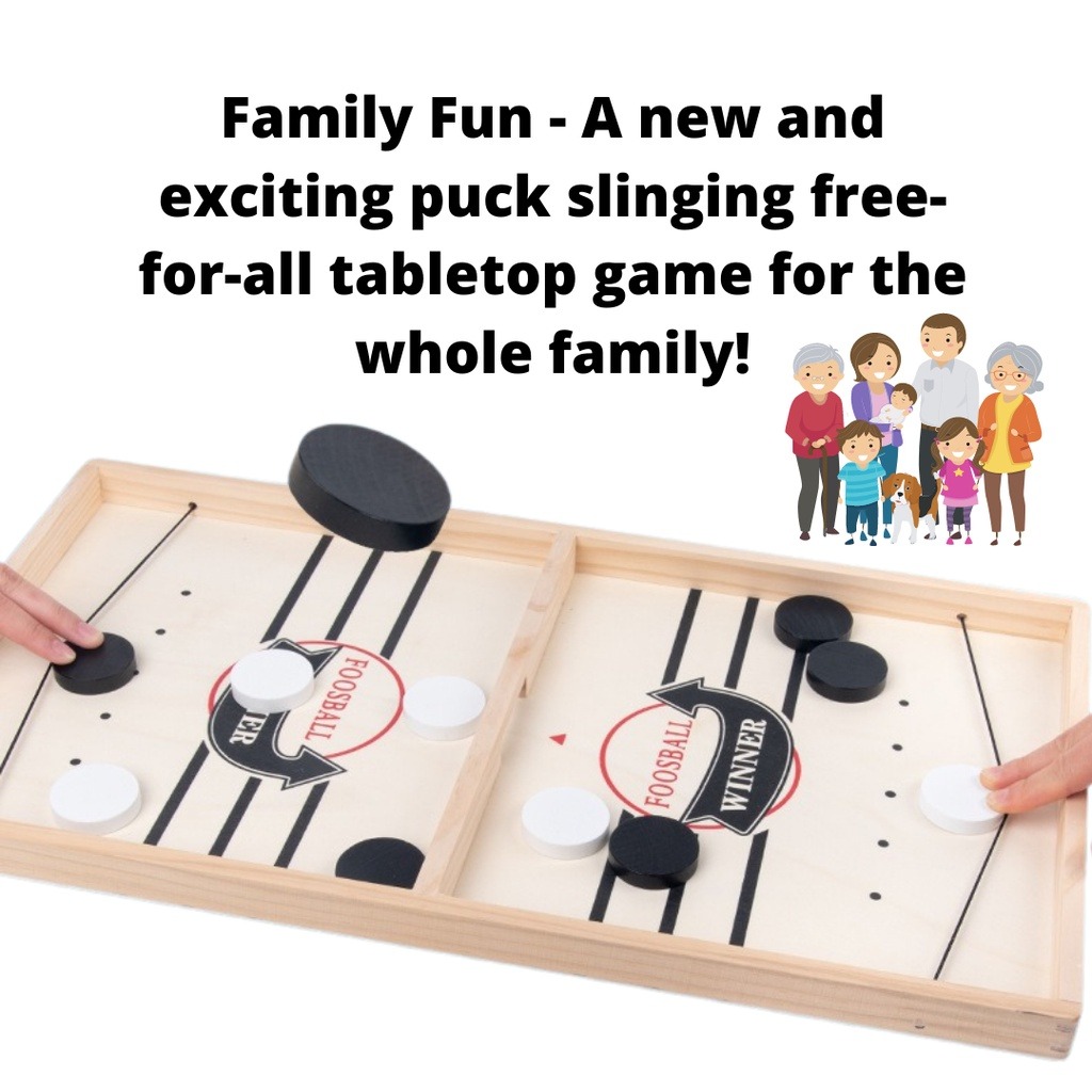 TikTok Wooden Sling Puck Board Game Bouncing Hockey Fast Super Winner ...