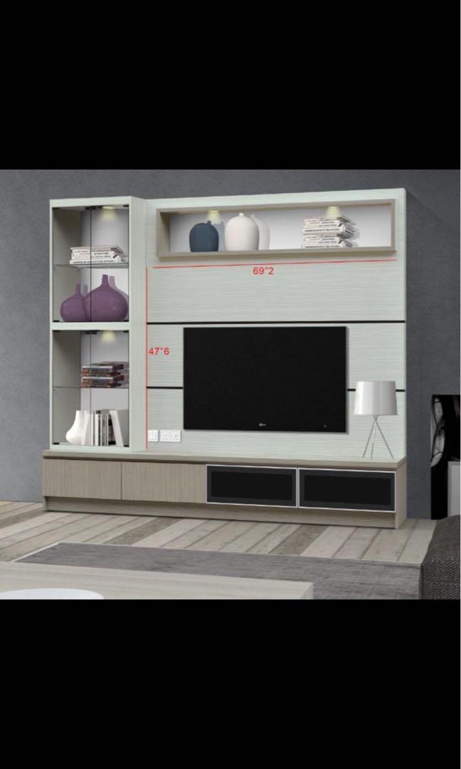 Tv cabinet with feature wall / tv cabinet with display rack / Tv ...