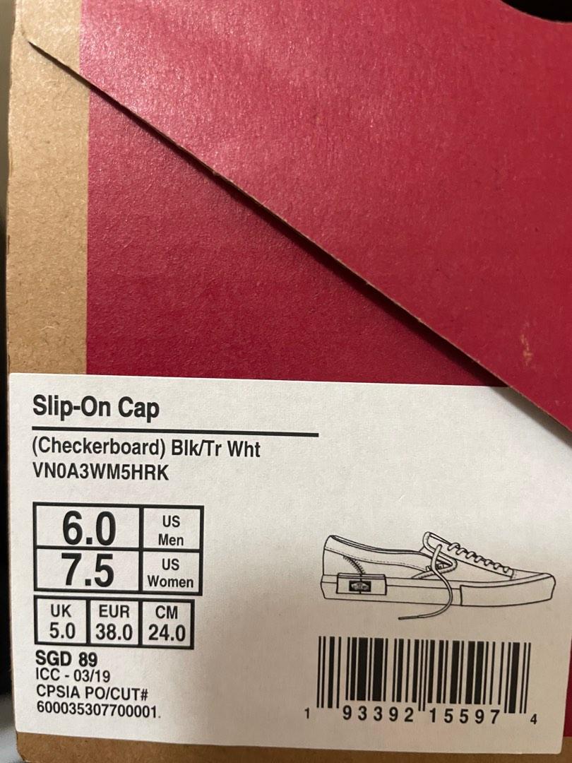 vans slip on cap checkerboard black/white, Women's Fashion, Footwear ...