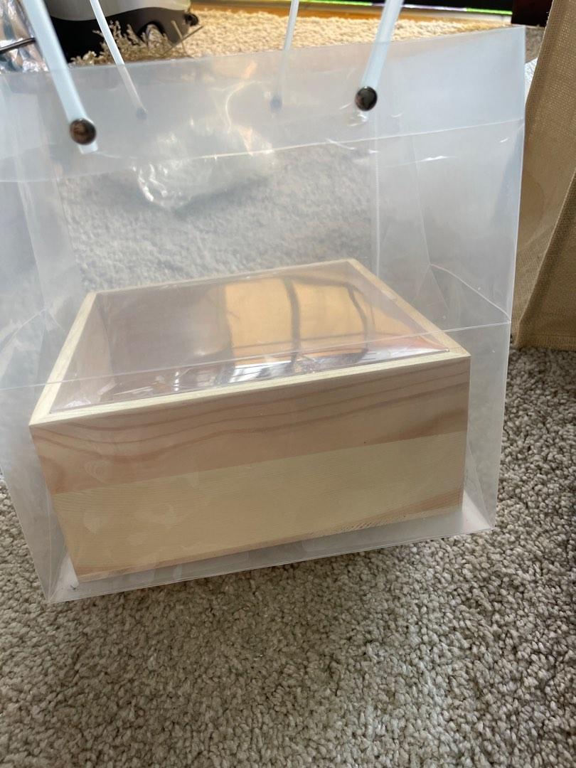 Wooden crate gift box with transparent front, Everything Else on Carousell