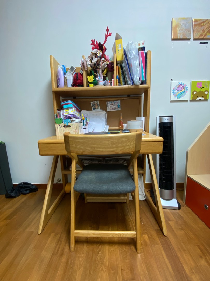 Wooden study table and chair, Furniture & Home Living, Furniture ...