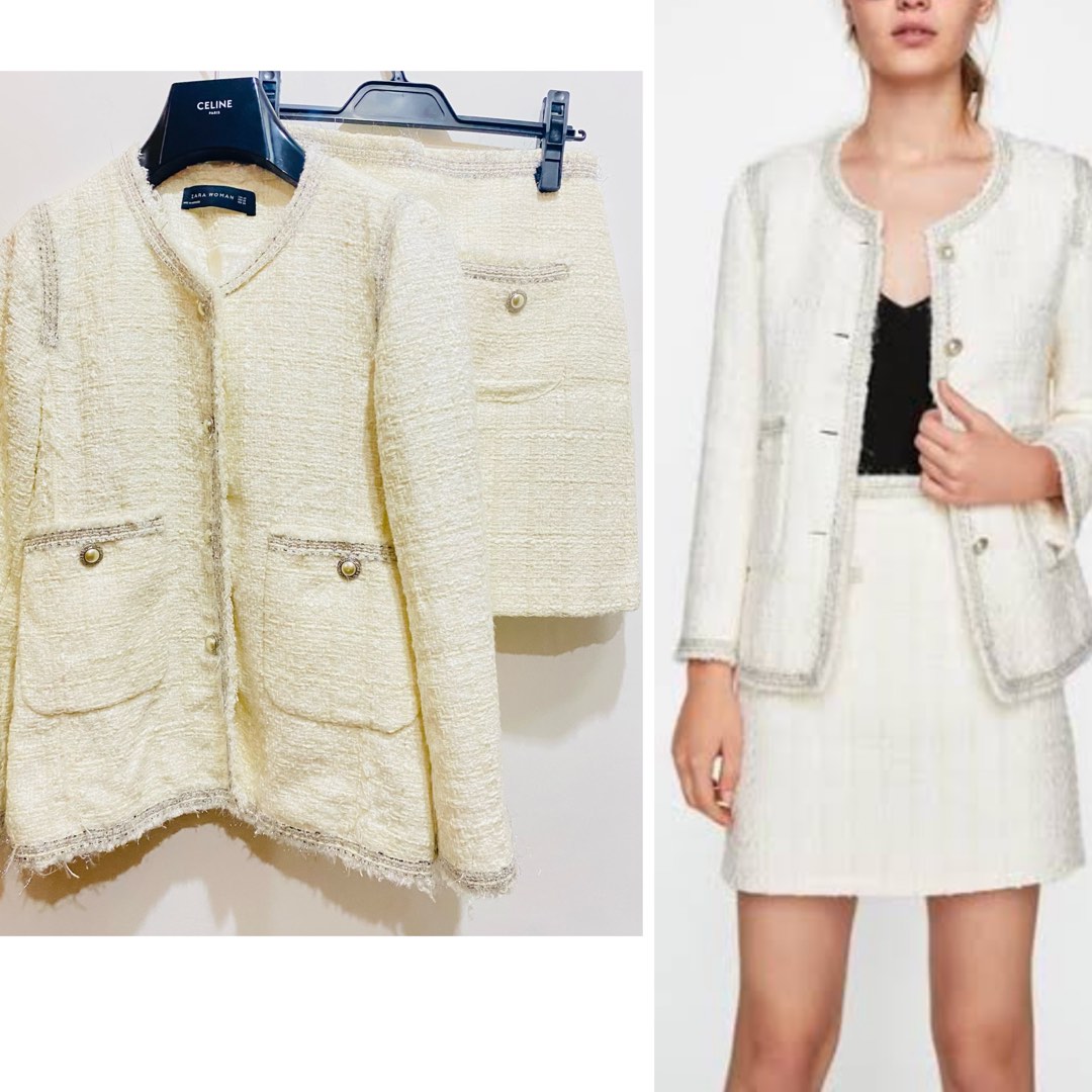 Zara Cream Tweed Co ord, Women's Fashion, Dresses & Sets, Sets or ...
