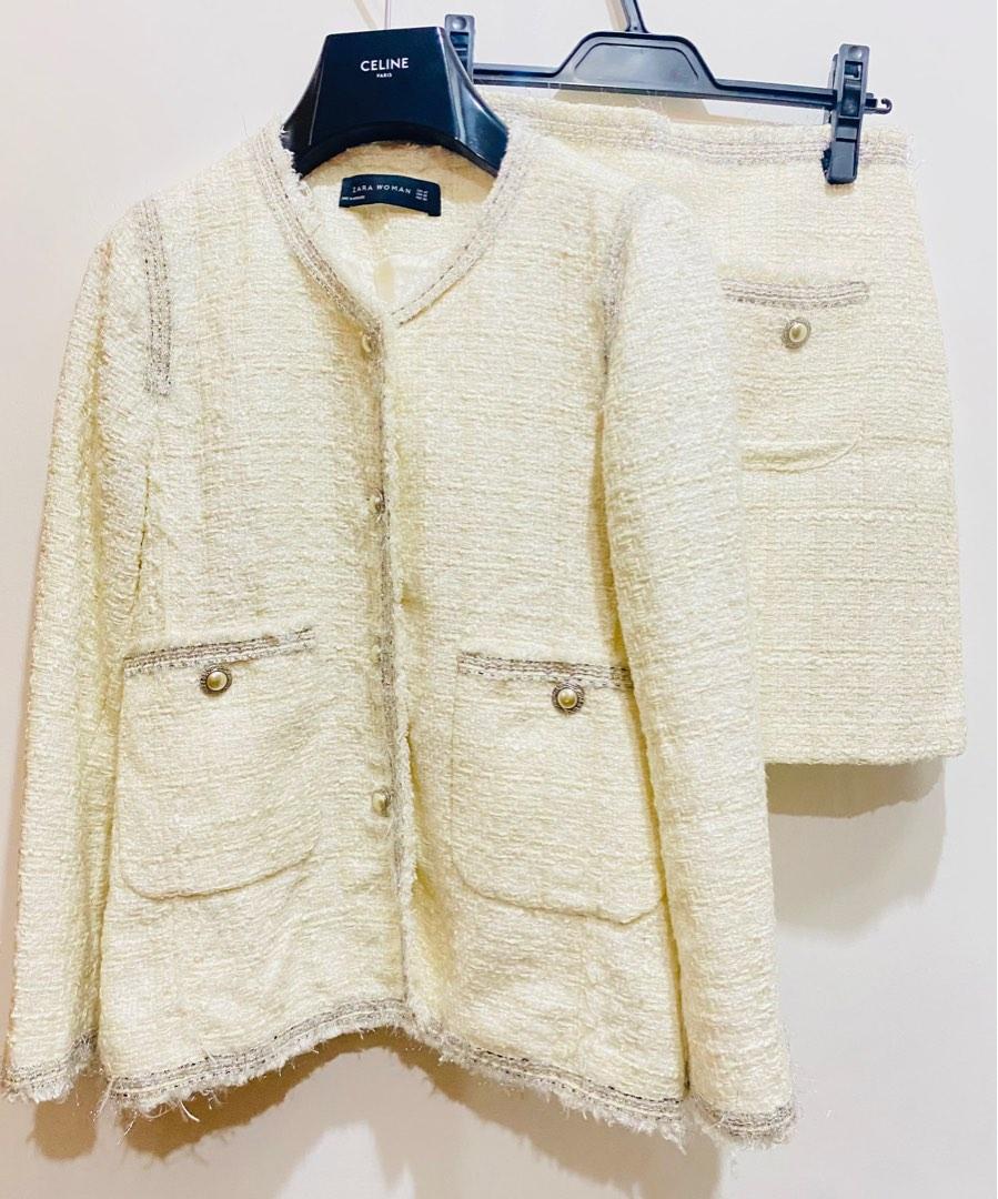 Zara Cream Tweed Co ord, Women's Fashion, Dresses & Sets, Sets or ...