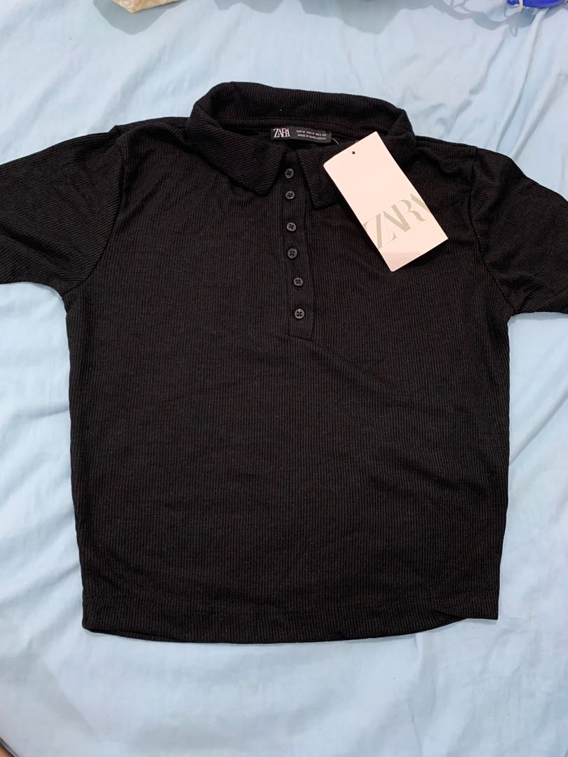 Zara semi crop polo, Men's Fashion, Tops & Sets, Tshirts & Polo Shirts on Carousell