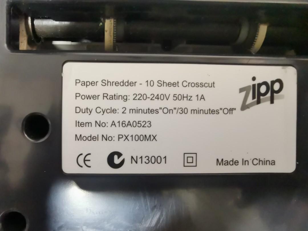 Zipp Platinum Series PX100MX Shredder, Computers & Tech, Office ...