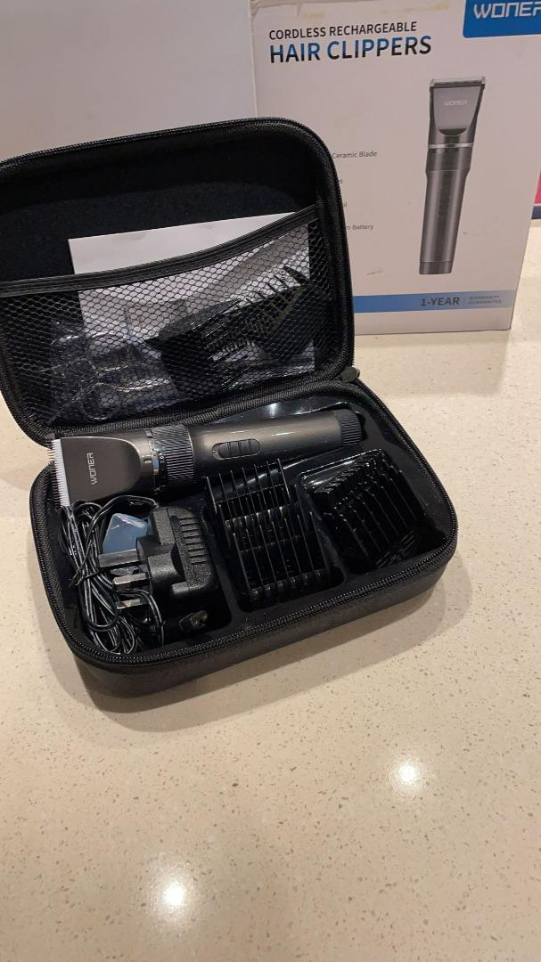 3416) WONER Cordless Rechargeable Hair Clippers, Hair Trimmers for Men, 16-piece Home Hair ...