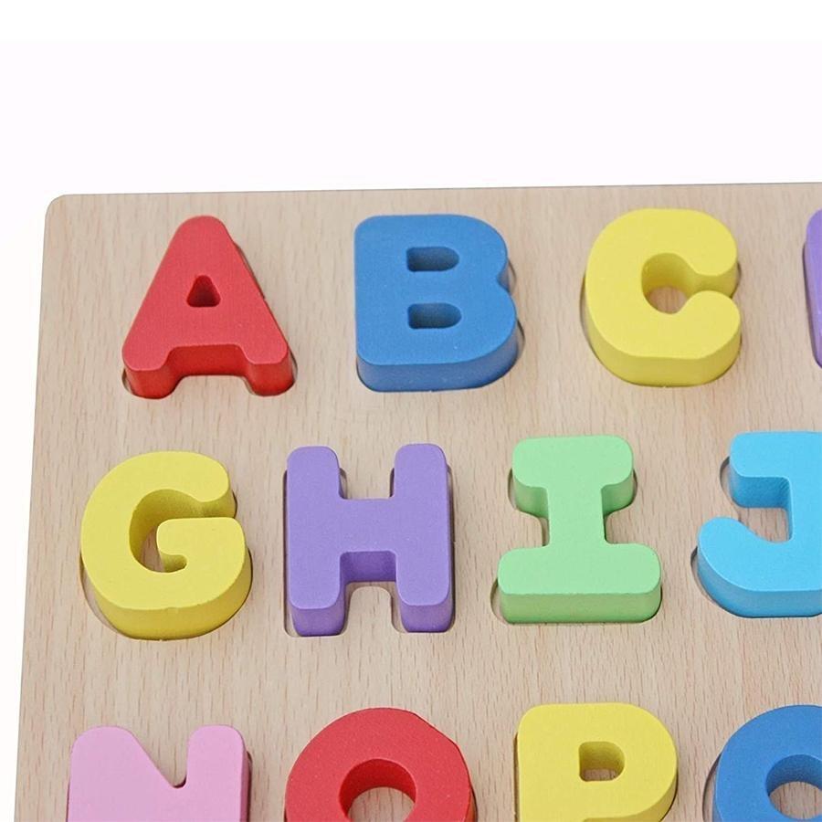 4SETS Wooden alphabet puzzle board early education numbers colorful 3D ...