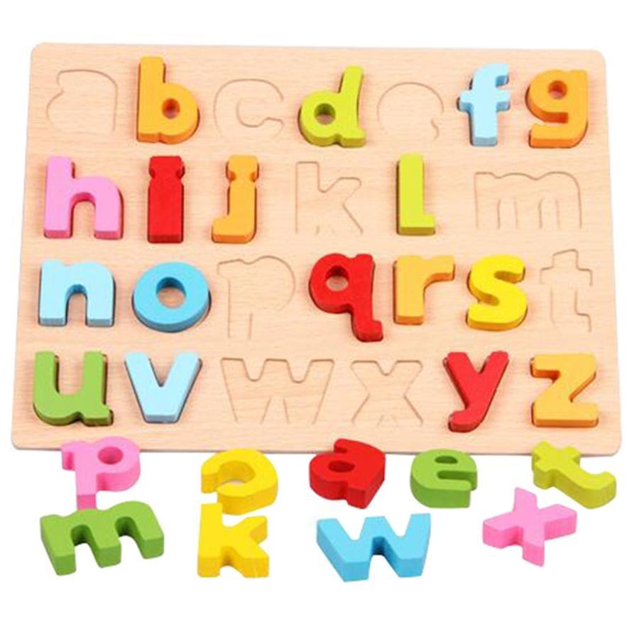 4SETS Wooden alphabet puzzle board early education numbers colorful 3D ...