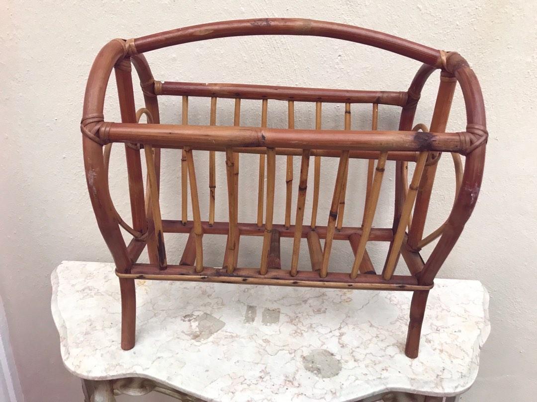 Antique Manau Cane Magazine Rack FVun100822a11, Hobbies & Toys ...