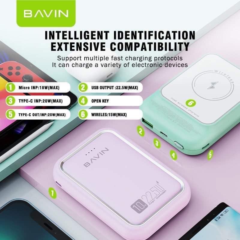 BAVIN PC061 WIRELESS FAST CHARGING 22.5W 10000mAh POWER BANK 15W ...