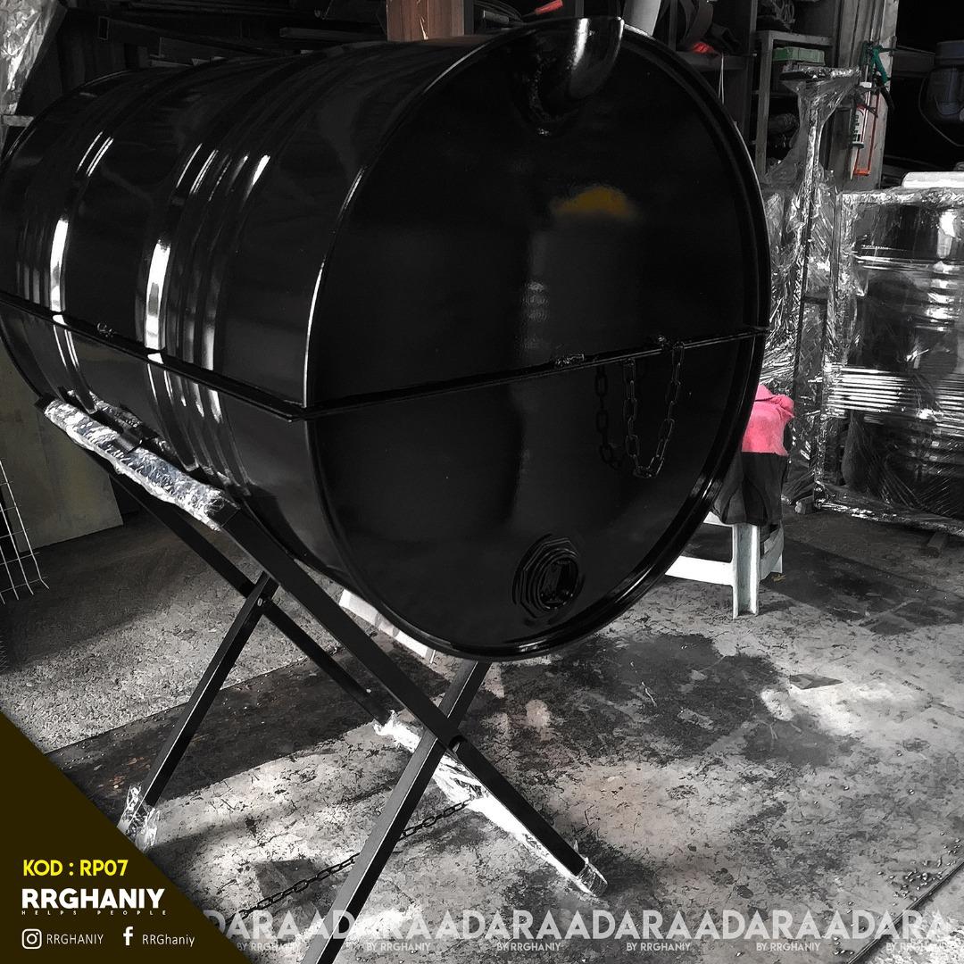 BBQ Grill Outdoor Drum Set Tong Drum 200L BBQ Set Complete With Stainless Steel Grill Net Big ...