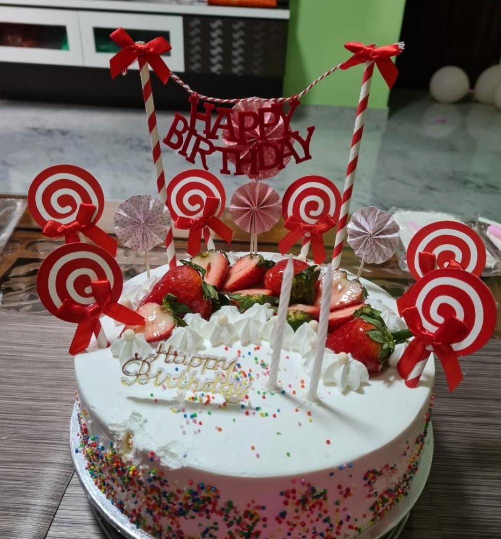 Birthday Cake Decoration | Birthday Cake Toppers | Red Birthday Banner ...