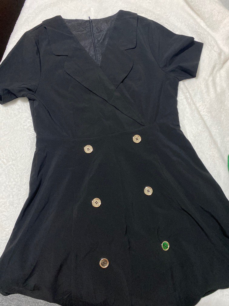 Black Botton Dress, Women's Fashion, Dresses & Sets, Dresses on Carousell